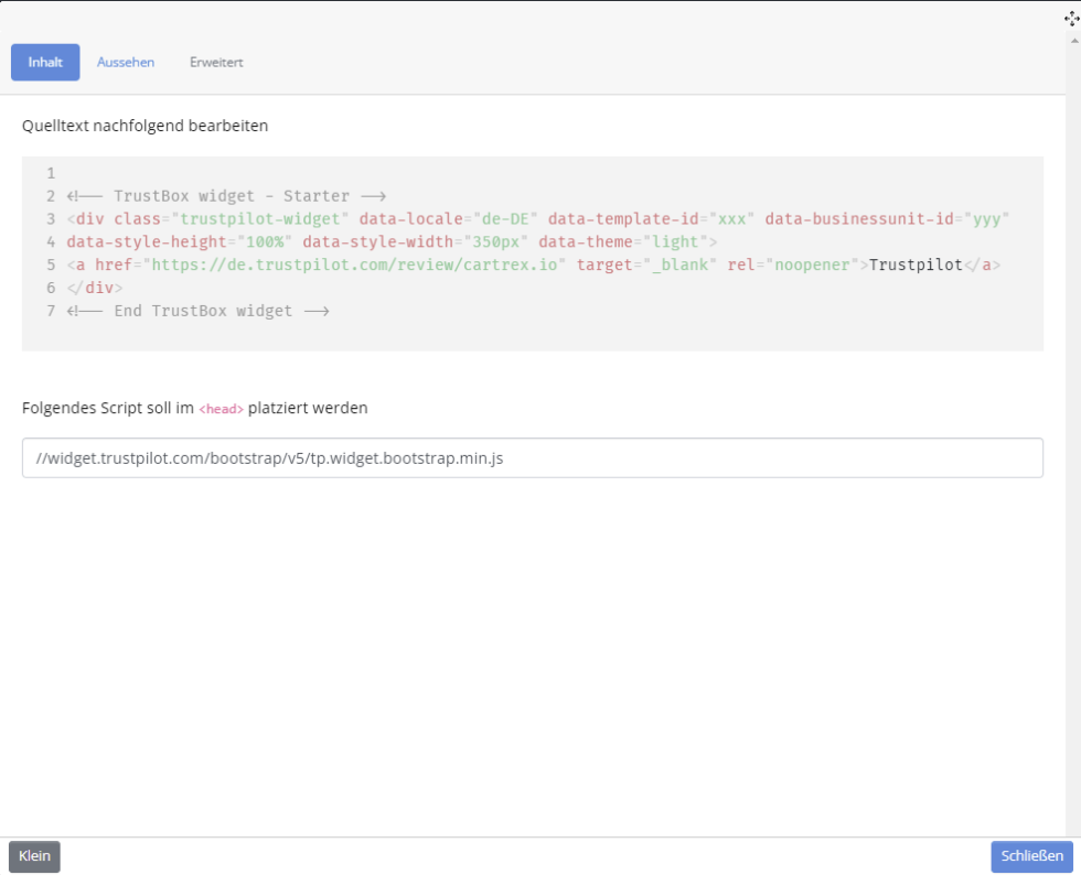 Code Modul Für Html Quelltext Einbetten Apprex Hilfe Und Support
